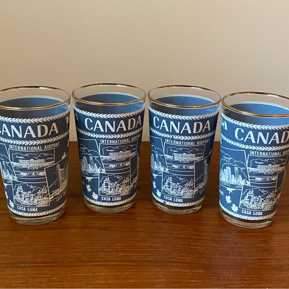 Dining | Vtg 4 Toronto Canada Drinking Glasses Wgold Trim | Poshmark